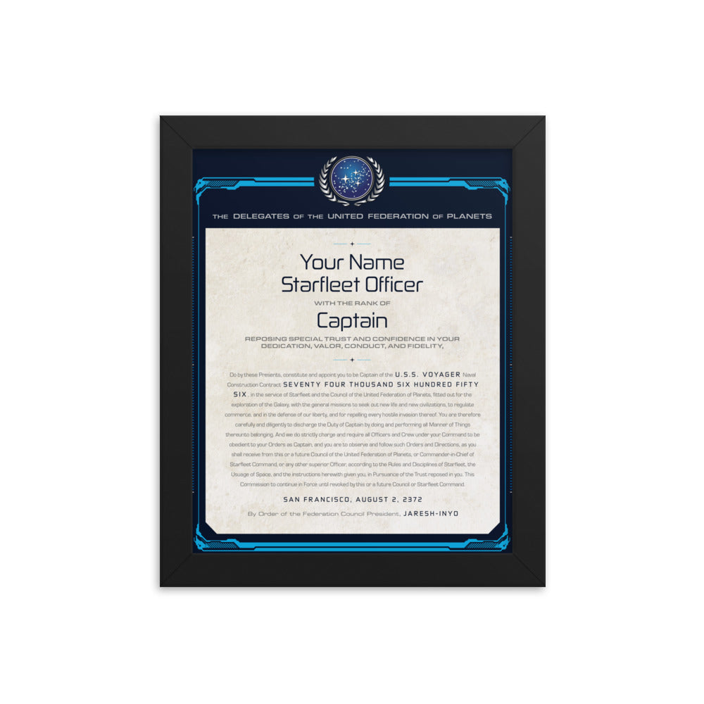 Star Trek: Voyager Personalized Captain's Assignment Letter U.S.S. Voy